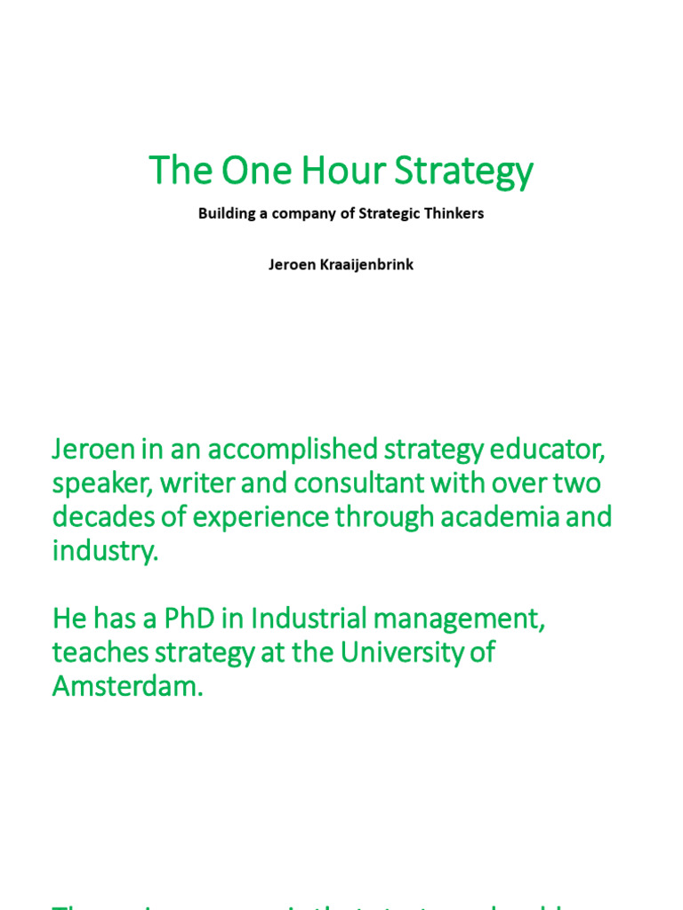 The One Hour Strategy | PDF