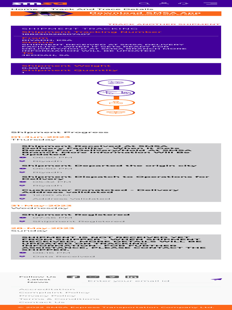 Track and Trace Details SMSA Express | PDF
