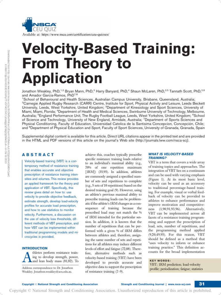 Training From Theory To Application | PDF | Strength Training