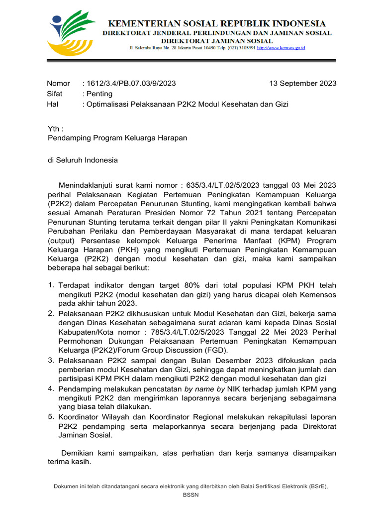 1612, KPD PDP PKH SELINDO, Optimalisasi Pelaksanaan P2K2 Modul ...