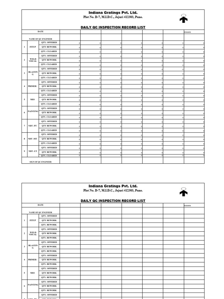 Daily QC Insp. Record | PDF