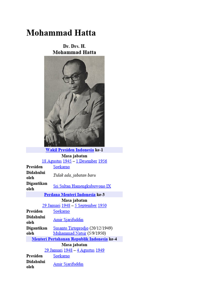 Biografi Mohammad Hatta | PDF
