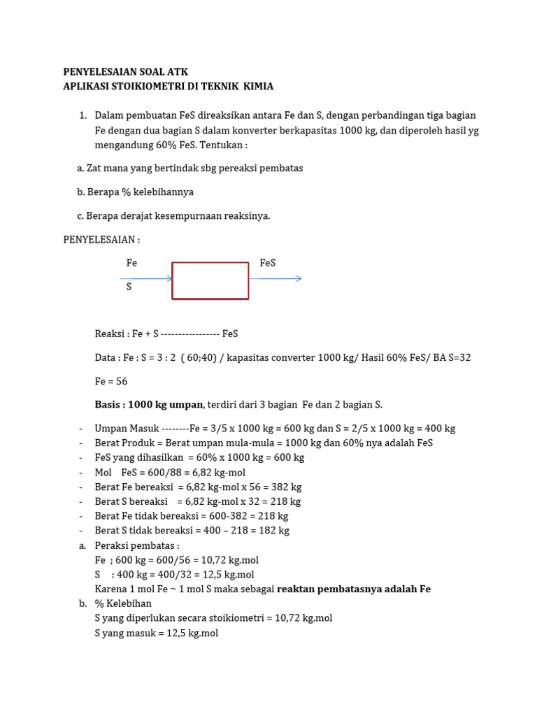 PENYELESAIAN SOAL ATK-Aplikasi Stoikiometri | PDF