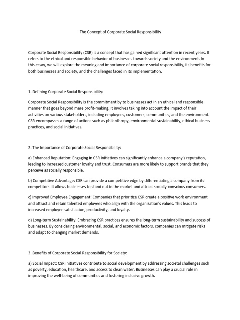 The Concept of CSR | PDF | Corporate Social Responsibility | Sustainability