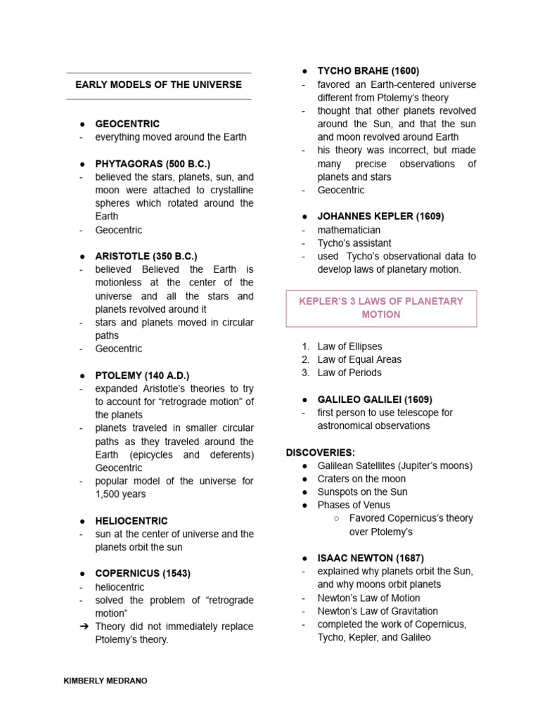 Early Models of The Universe | PDF