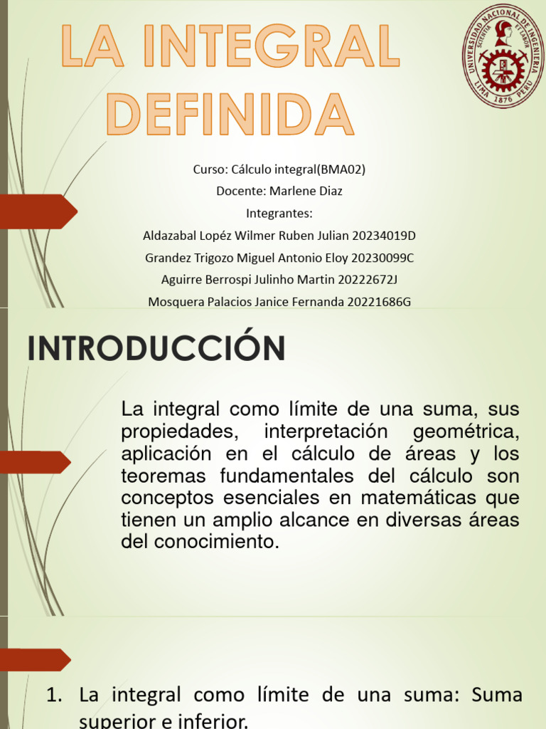 Integral Definida 1 Completo | PDF | Integral | Límite (Matemáticas)
