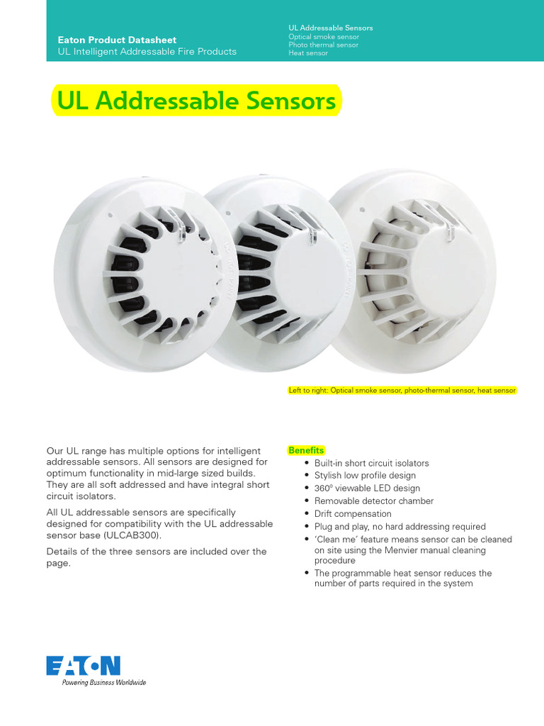 SL-3,5,7 F-DS034 - UL Addressable Sensors Datasheet - 2 | PDF | Smoke ...