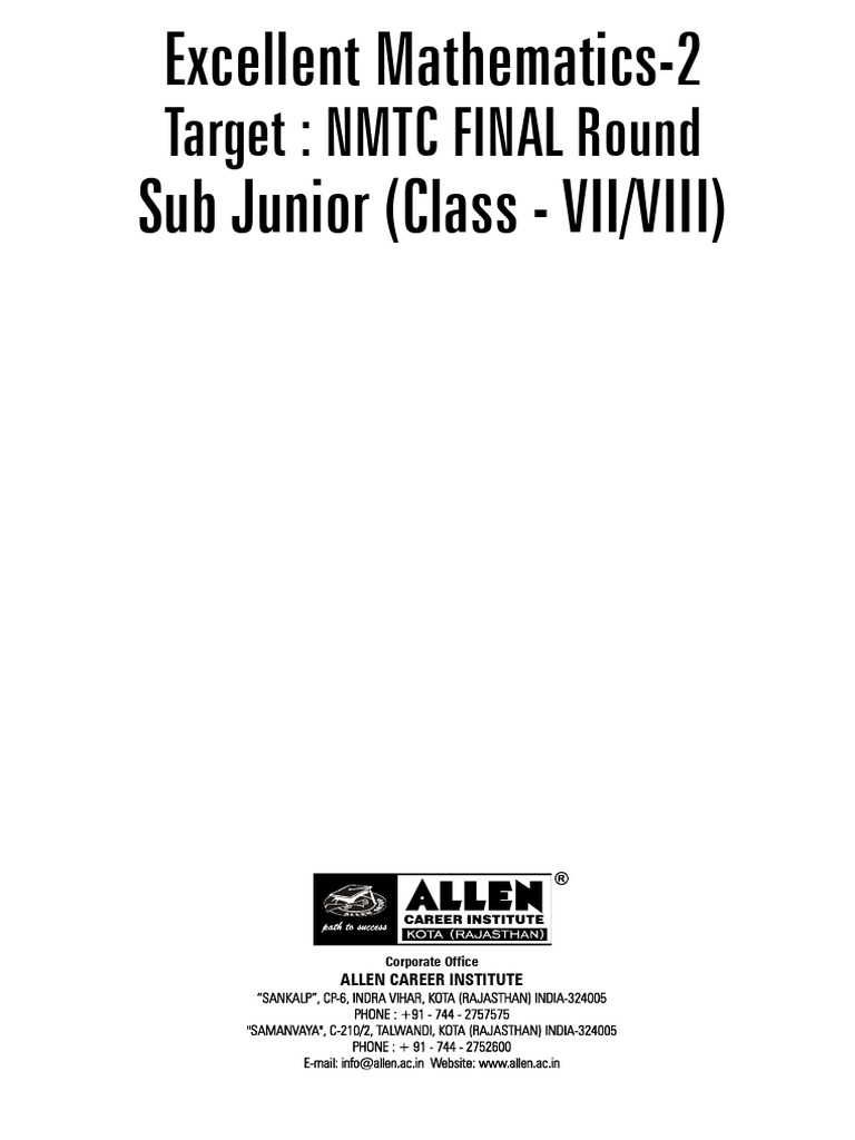 7th, 8th - NMTC - Stage-2 Question Paper | PDF