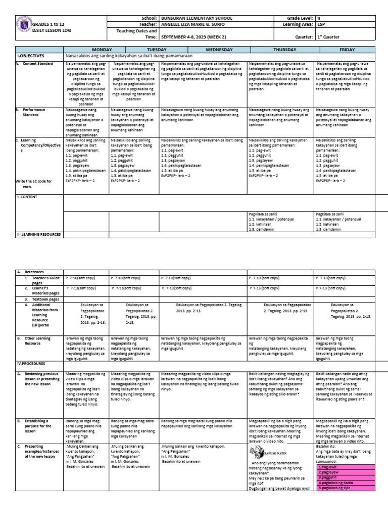 Gr 2 Esp 2 Q1 W2 Dll Pdf