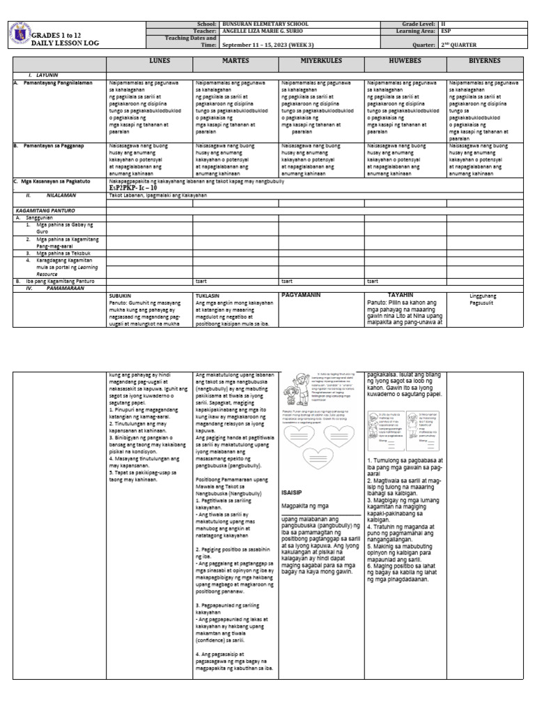 DLL Esp-1 Q1 W3 | PDF