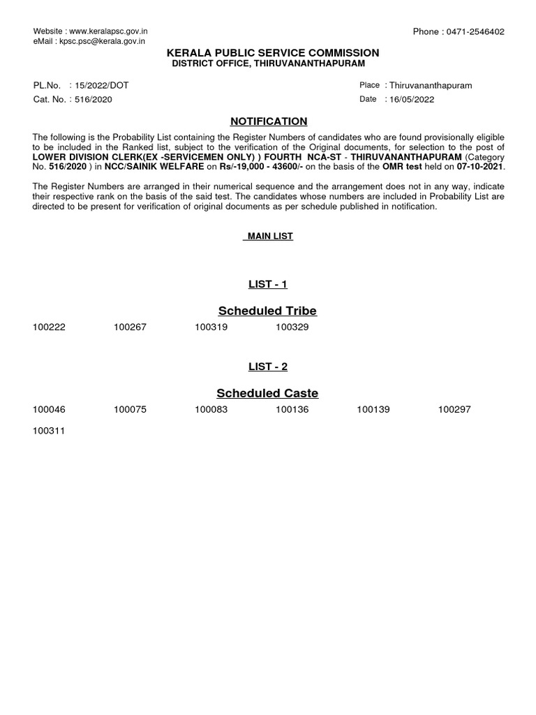 LDC Rank List (Short List) and Cutoff Mark 2022 | PDF