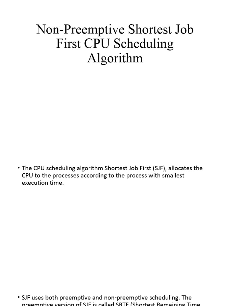 Non-Preemptive Shortest Job First CPU Scheduling Algorithm | PDF ...