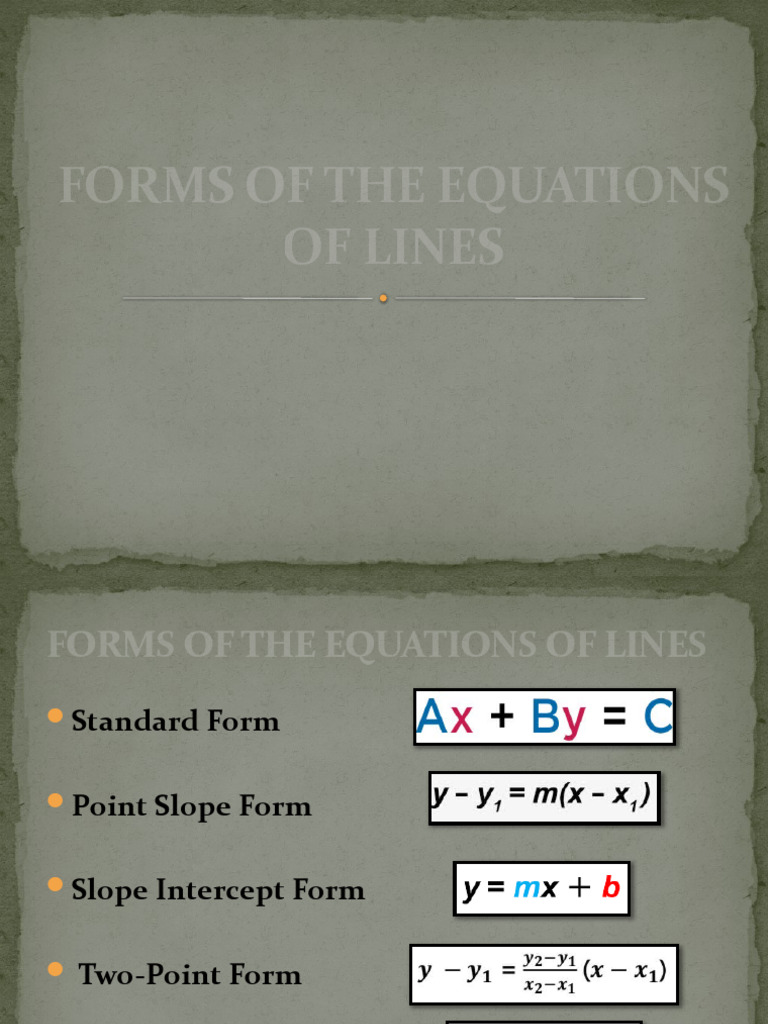 Forms of The Equations of Lines | PDF | Slope | Equations