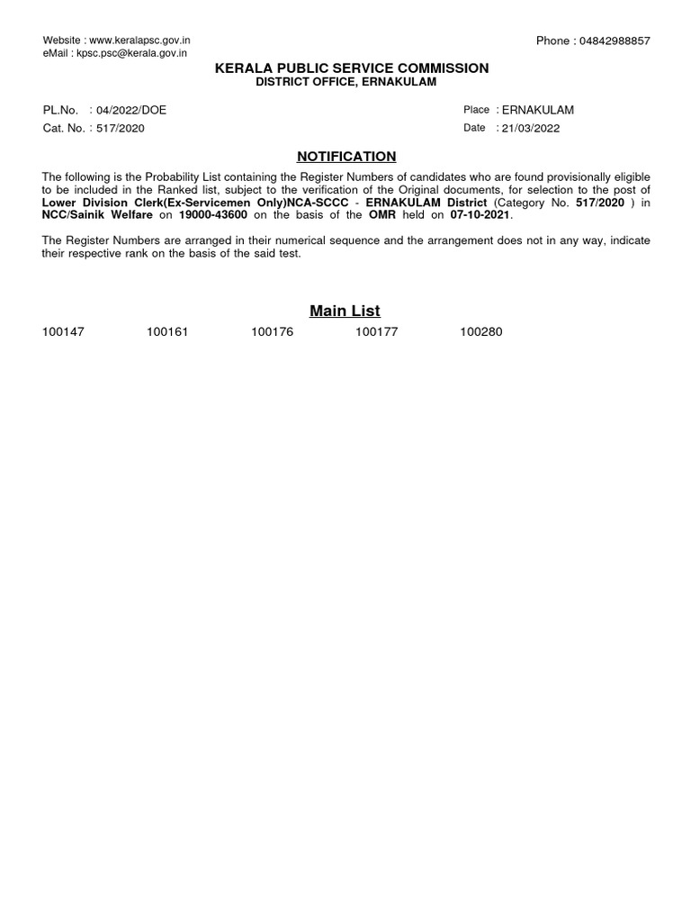 LDC Rank List (Short List) and Cutoff Mark 2022 | PDF | Government ...