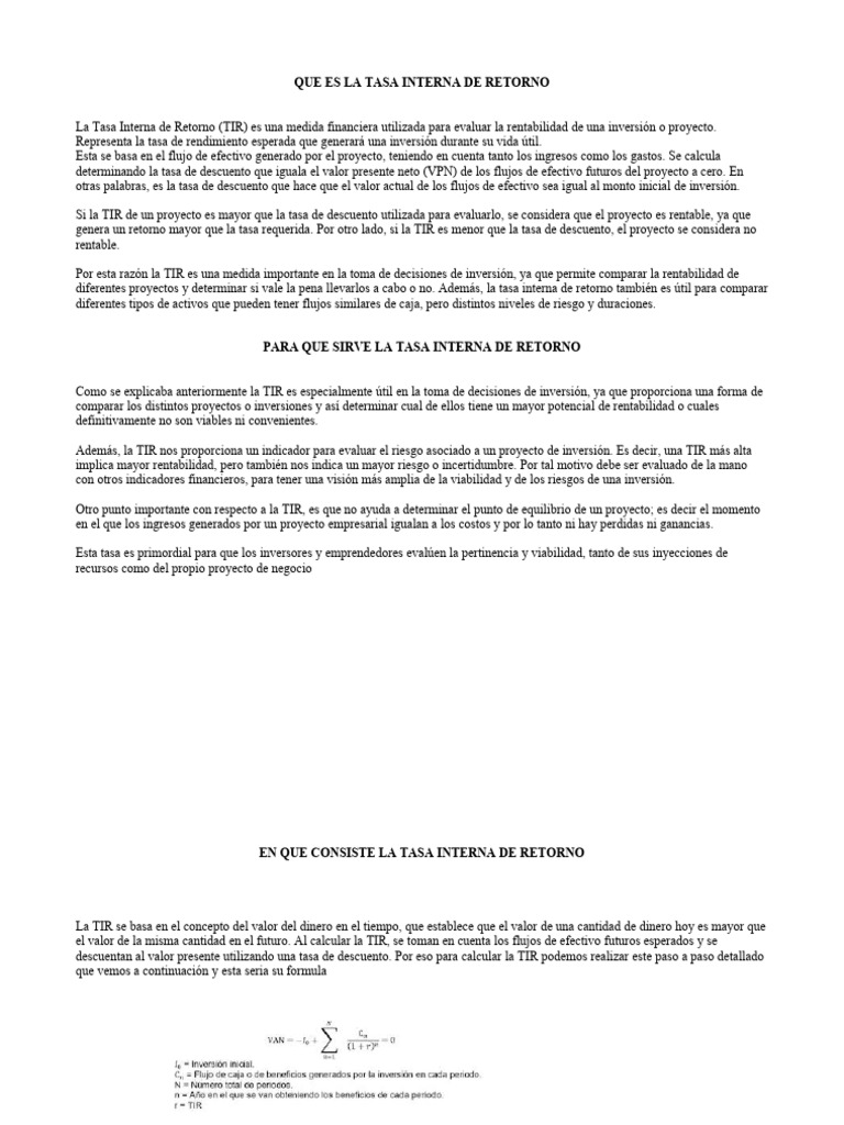 Tasa Interna de Retorno | Descargar gratis PDF | Tasa interna de retorno | Economias