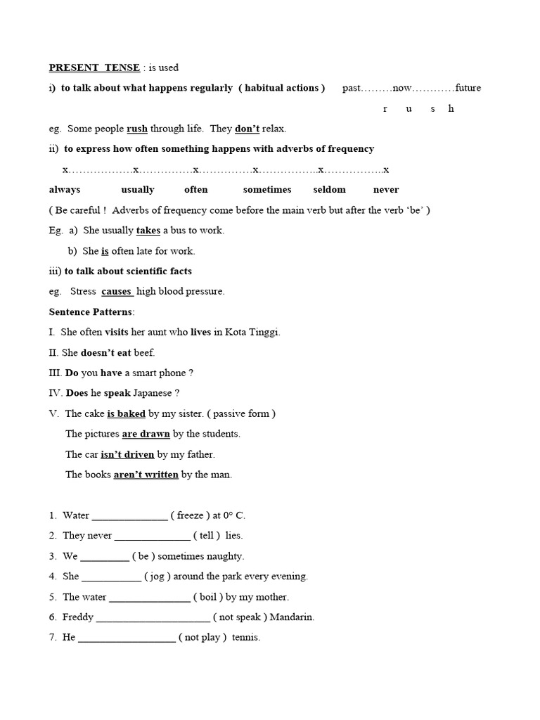 Present Tense Past Tense Exercise | PDF | Verb