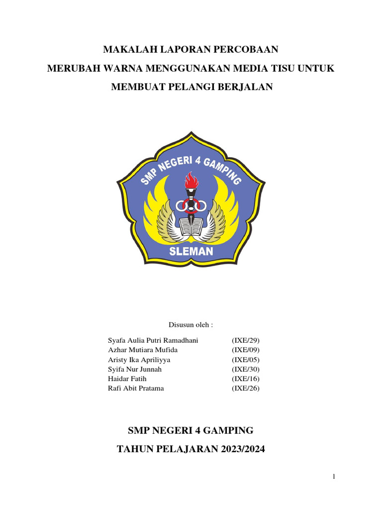 Coba Makalah-Laporan-Percobaan Pelangi Berjalan | PDF