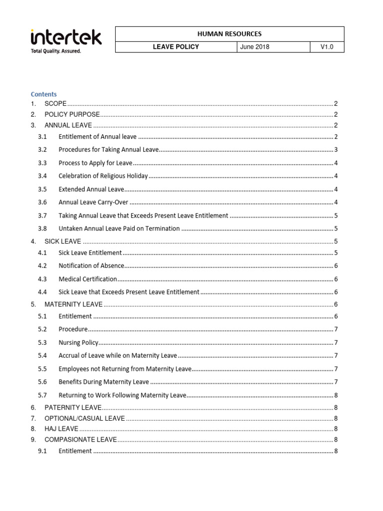 Leave Policy | PDF