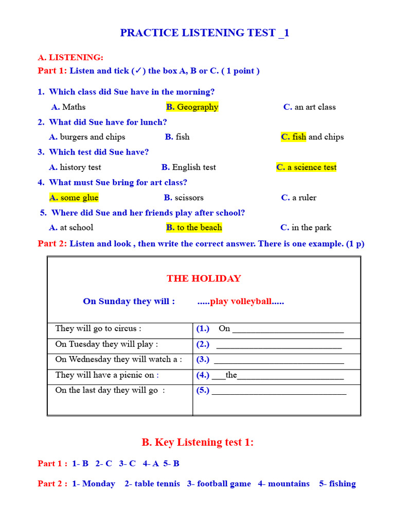 Listening Test - 1 | PDF