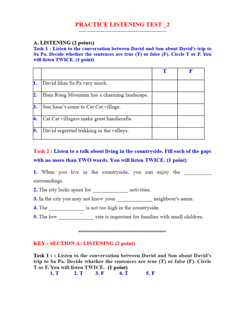 Practice Listening Test - 2 | PDF
