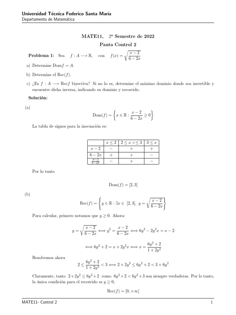 Pauta Control2 | PDF | Matemáticas | Análisis matemático