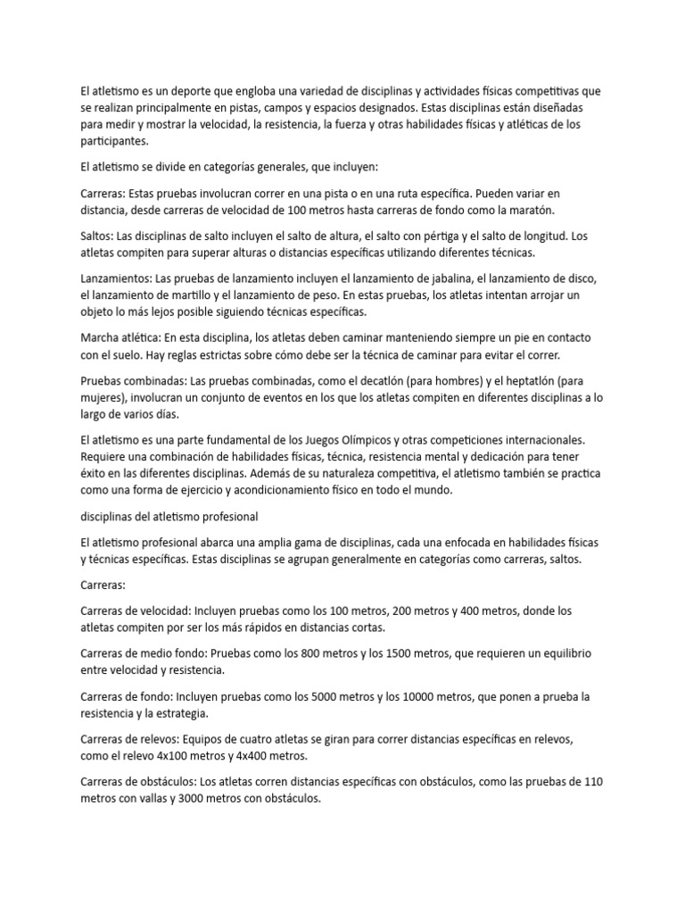 Atletismo | PDF | Deporte del atletismo | Deportes olímpicos de verano