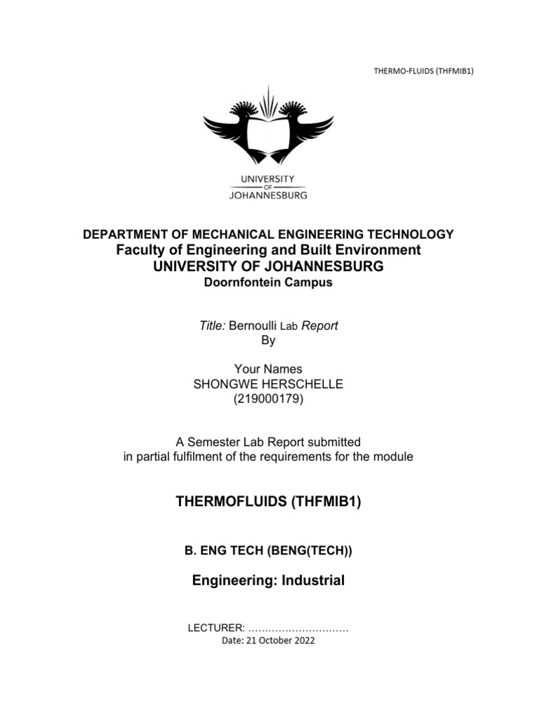 Bernoulli Final Lab Report | PDF Bernoulli Final Lab Report | PDF