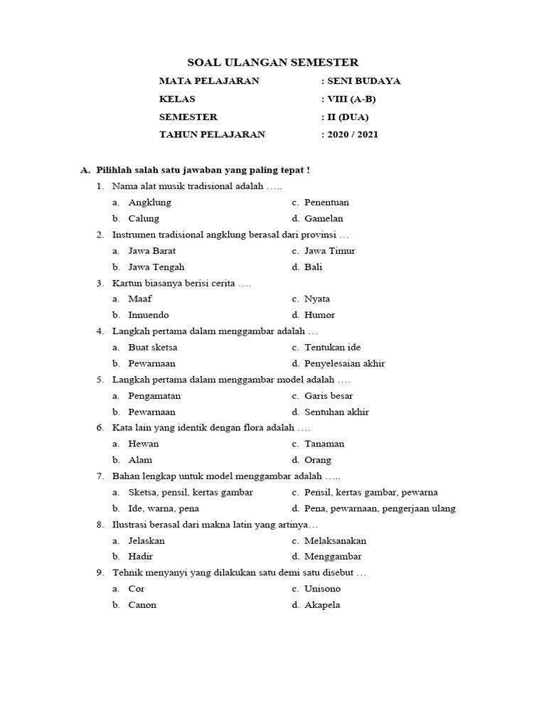 Soal Semester Genap Mardiana | PDF