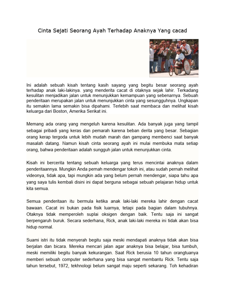 Cinta Sejati Seorang Ayah Terhadap Anaknya Yang Cacad | PDF