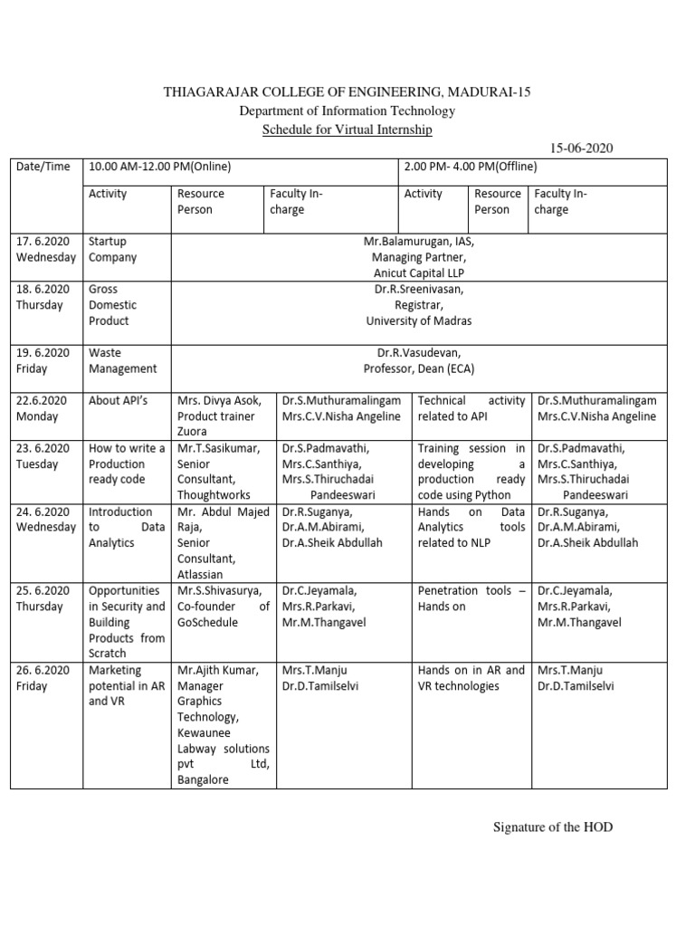 Tce It Internship Schedule | PDF | Computing | Information Technology