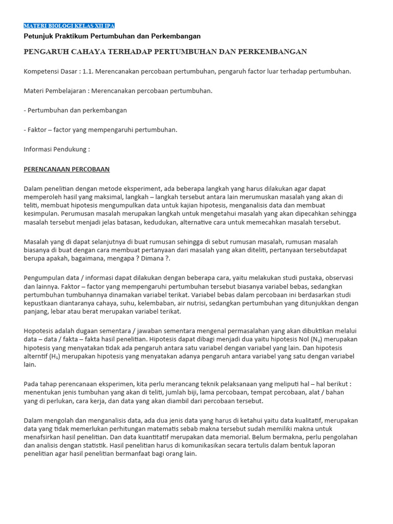 Praktikum Pertumbuhan Dan Perkembangan | PDF | Kesehatan Holistik