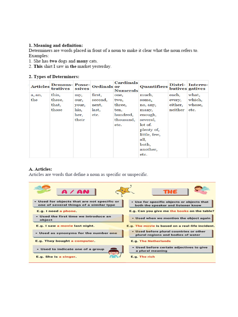 Determiners Notes | PDF | Semantic Units | Semantics