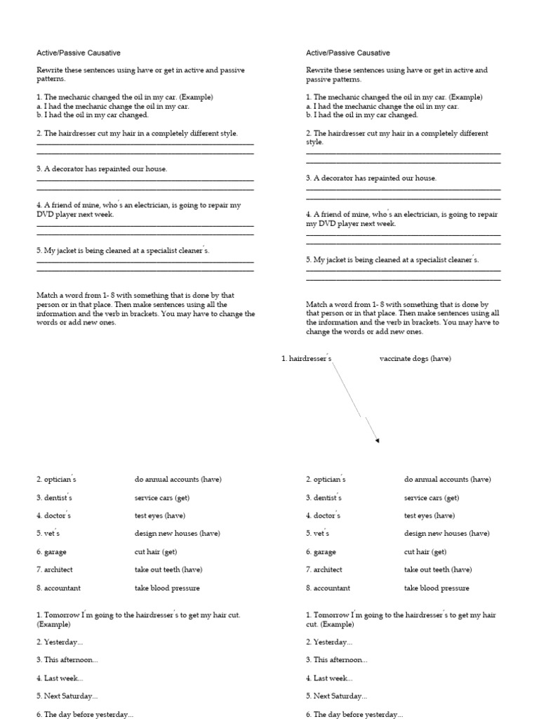 Active Passive Causative Practice | PDF