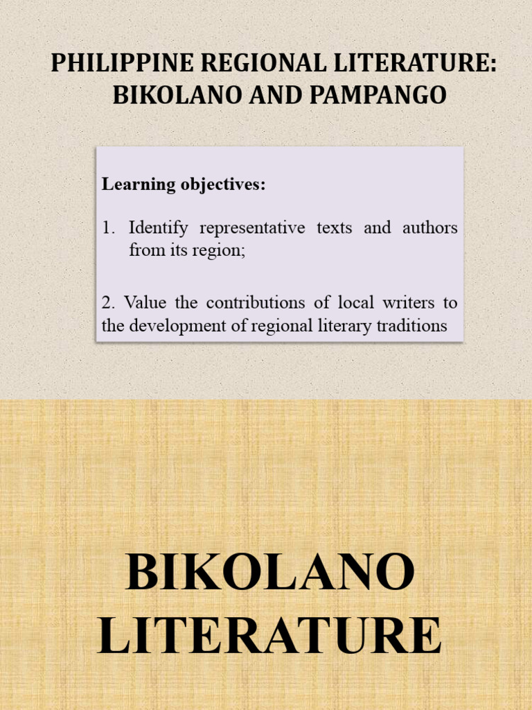 Lesson 5 PHILIPPINE REGIONAL LITERATURE BIKOLANO AND PAMPANGO | PDF