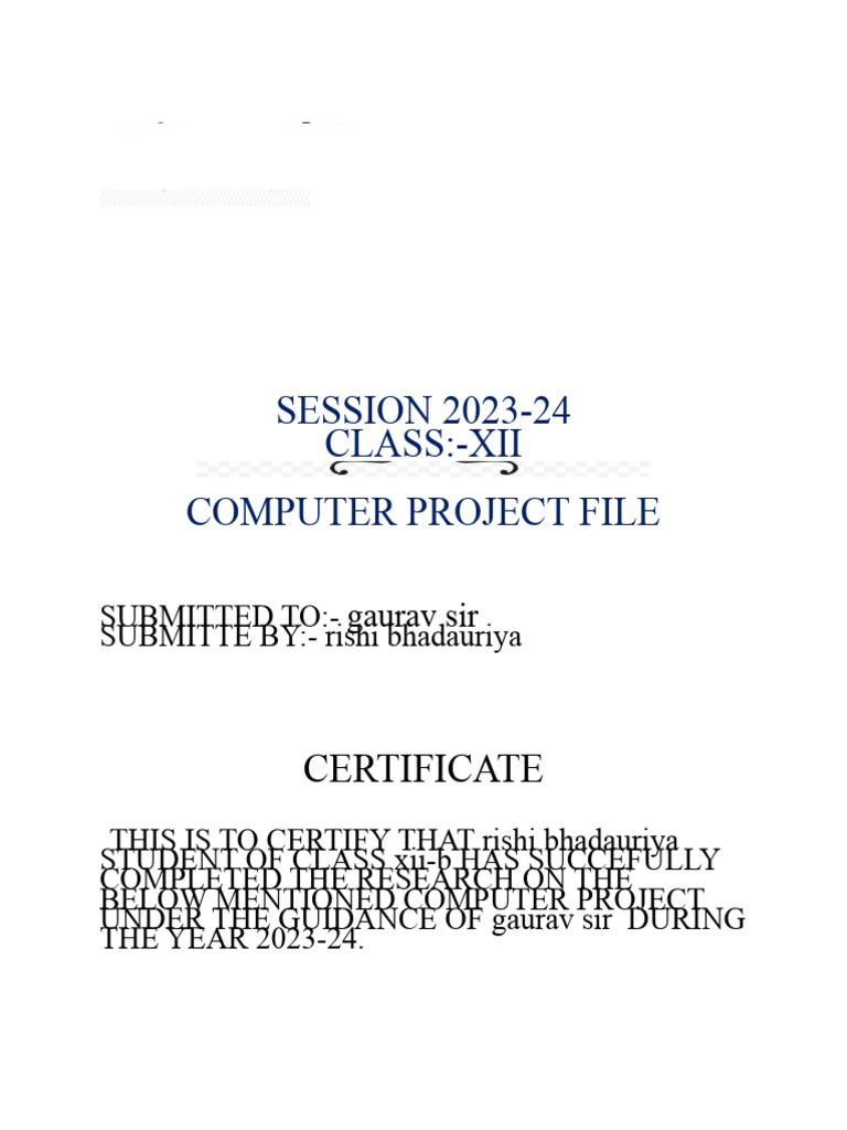 Computer Project File 2 | PDF | Computing Computer Project File 2 | PDF | Computing