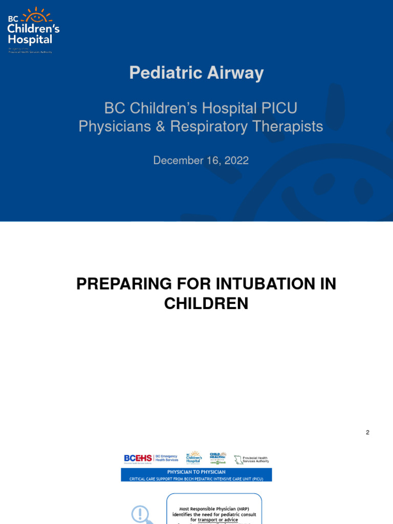 22 12 16 BC Children's Hospital PICU Pediatric Airway PowerPoint | PDF ...