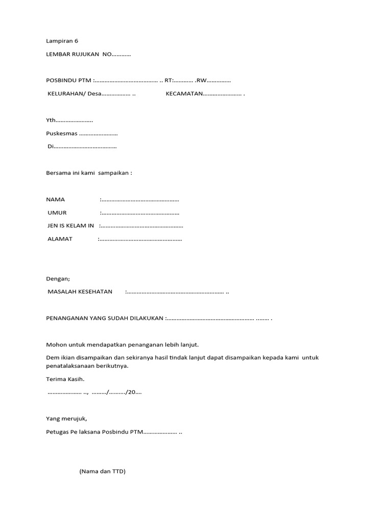 Form Rujukan Posbindu | PDF | Kesehatan Holistik