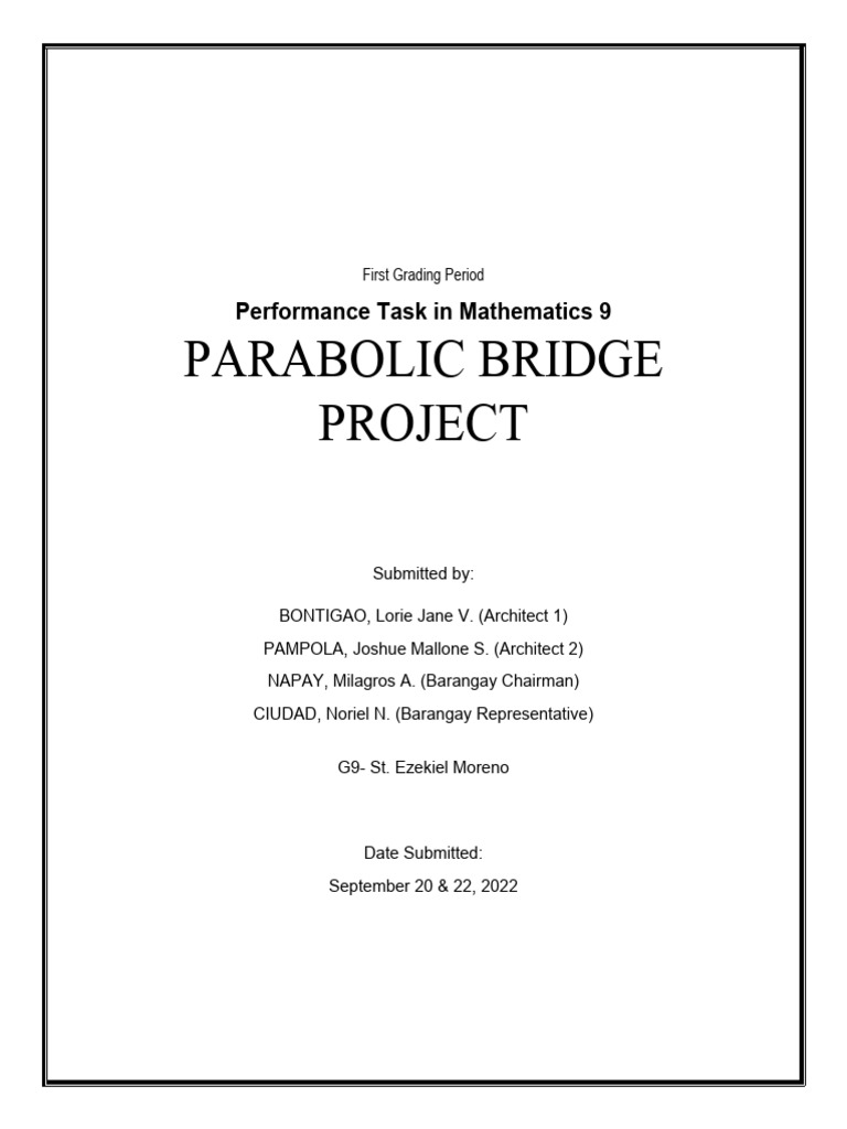 Parabolic Bridge Project Format | PDF