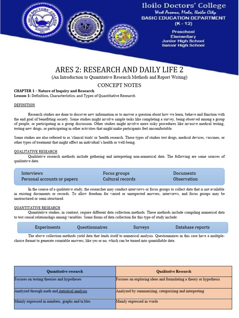 Ares2 Lesson1 | PDF | Survey Methodology | Quantitative Research