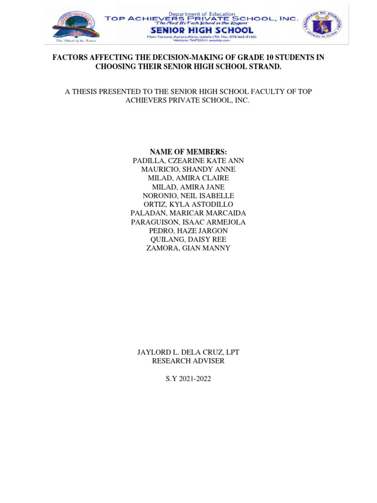 Factors Affecting The Decision | PDF