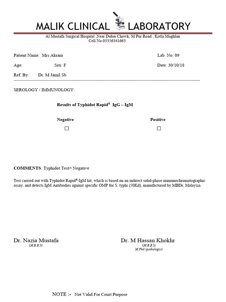 Typhidot Test Pdf