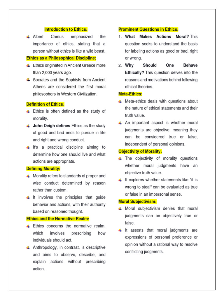 Introduction To Ethics | PDF