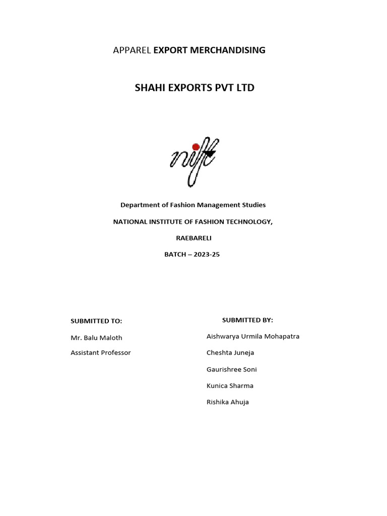 Apparel Export & Merchandising | PDF