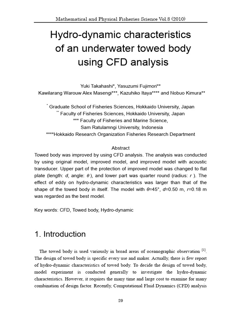 Hydro-Dynamic Characteristics of An Underwater Towed Body Using CFD ...