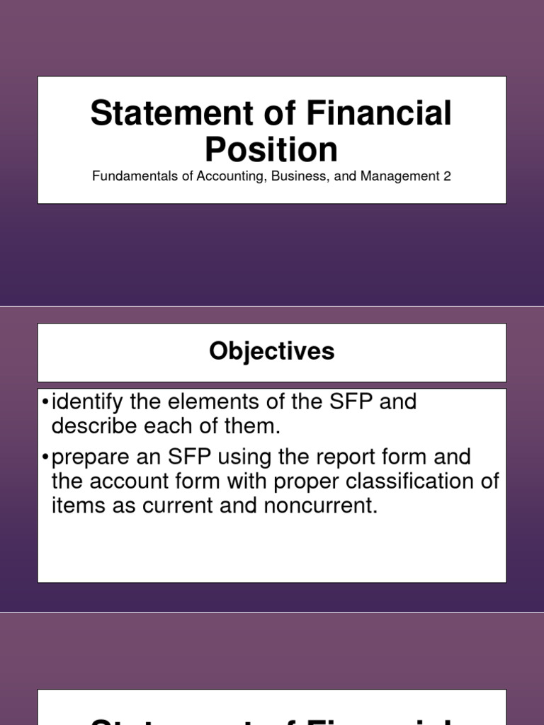 FABM2 - W1 - Statement of Financial Position | PDF | Balance Sheet ...