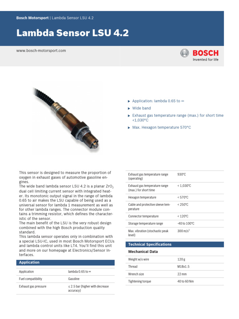 Lambda Sensor LSU 4.2 Datasheet 51 en 2779111435 | PDF