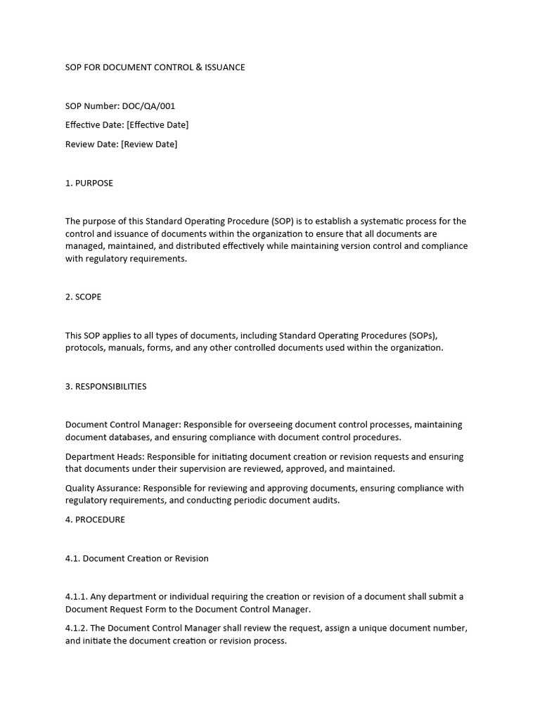 Document Control SOP Guidelines | PDF | Quality Assurance | Business