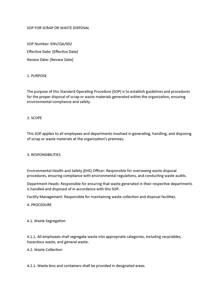 Sop For Scrap or Waste Disposal | PDF