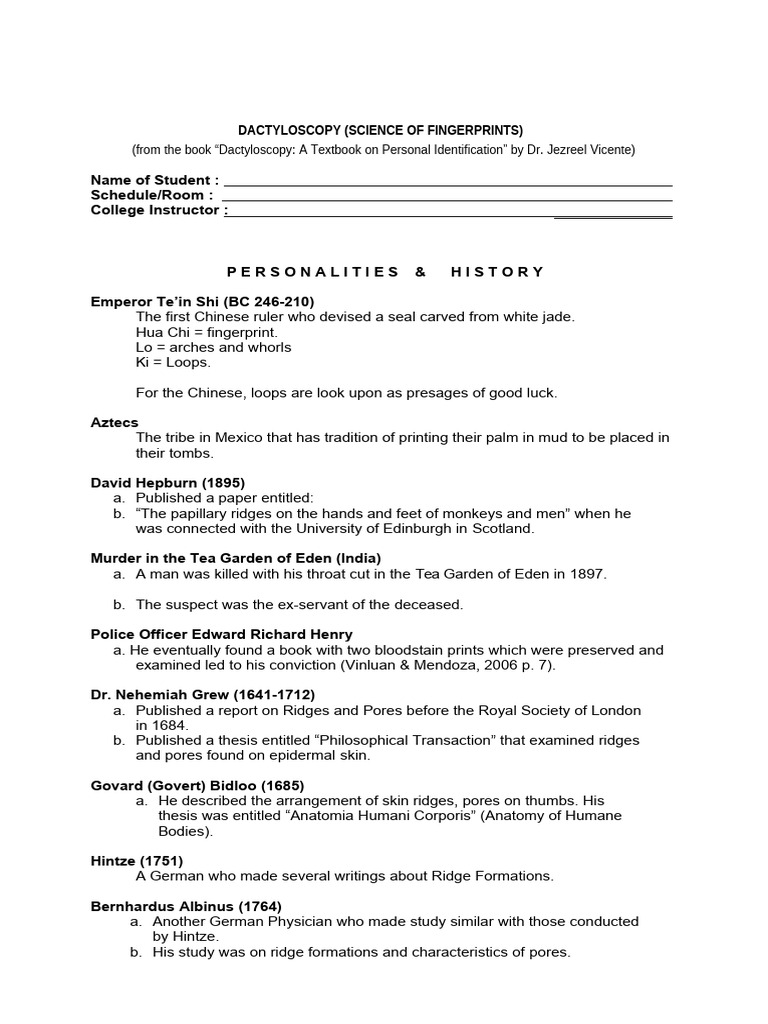 Personal Ident. | PDF | Fingerprint | Forensic Science