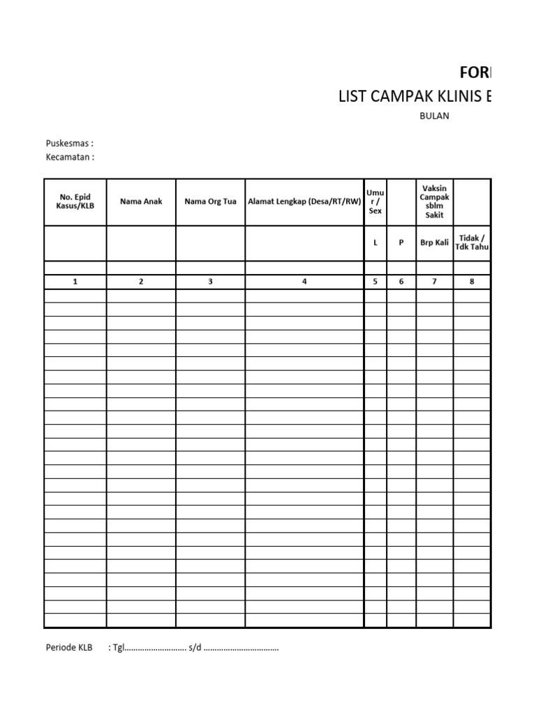 Form Campak (C-1) | PDF